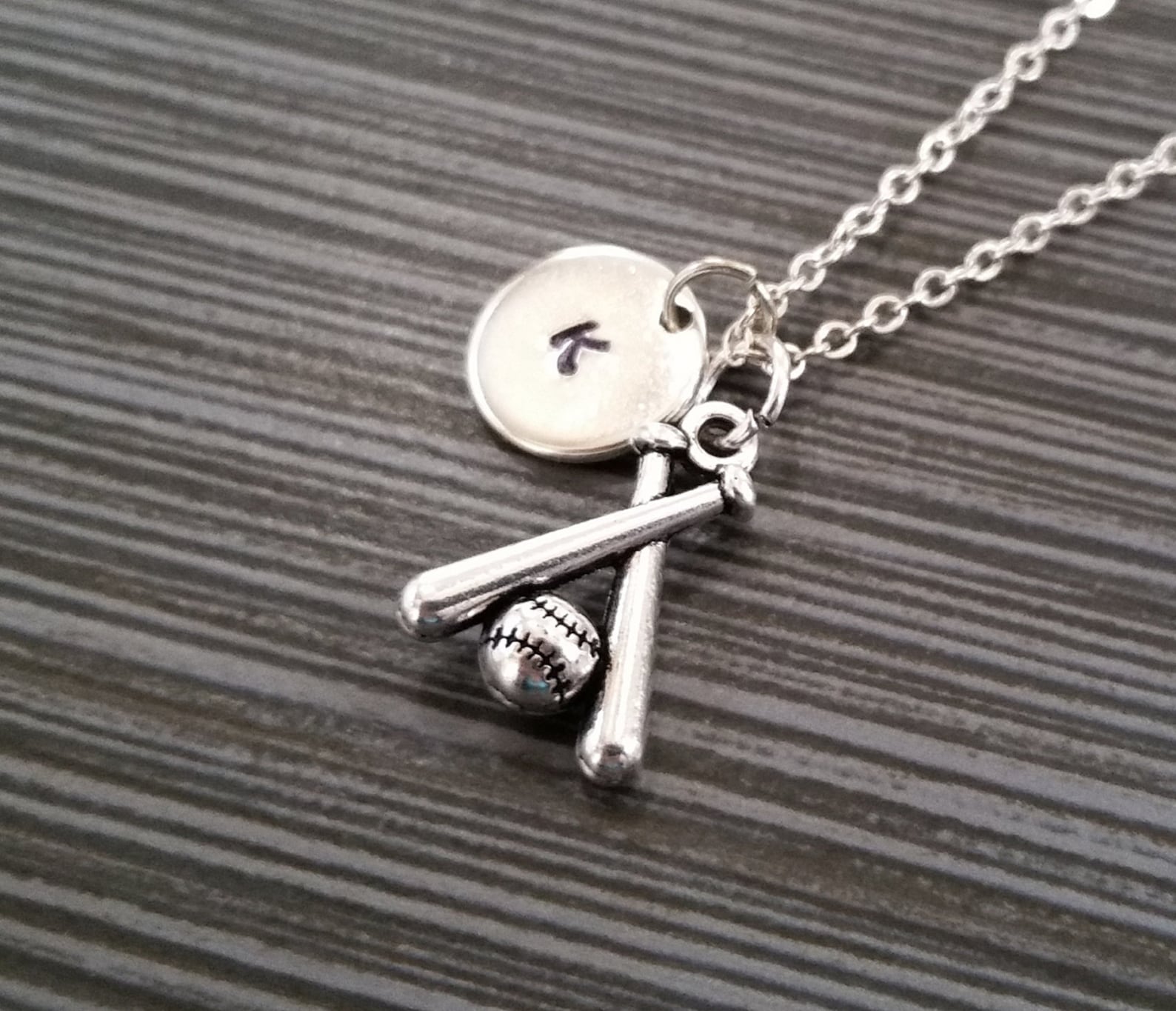 Silver Baseball Necklace Baseball Bat Necklace - Etsy