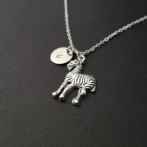 Silver Zebra Necklace - Zebra Charm Necklace - Personalized Necklace ...