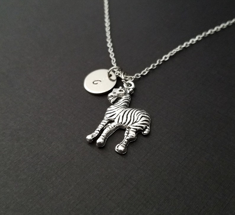 Silver Zebra Necklace - Zebra Charm Necklace - Personalized Necklace ...