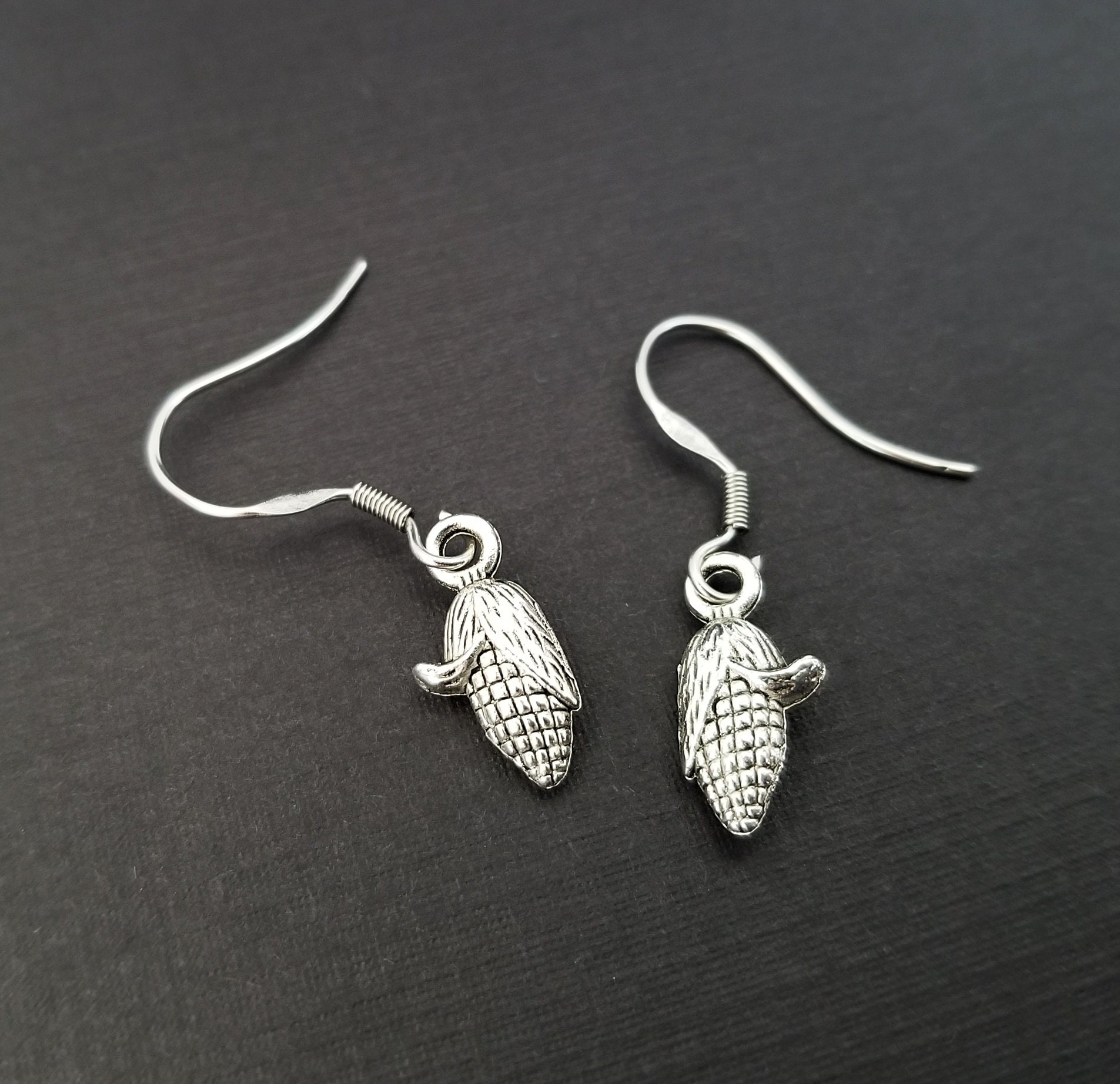 Corn Earrings - Corn Charm Earrings - Corn Cob Earrings Gift - French ...