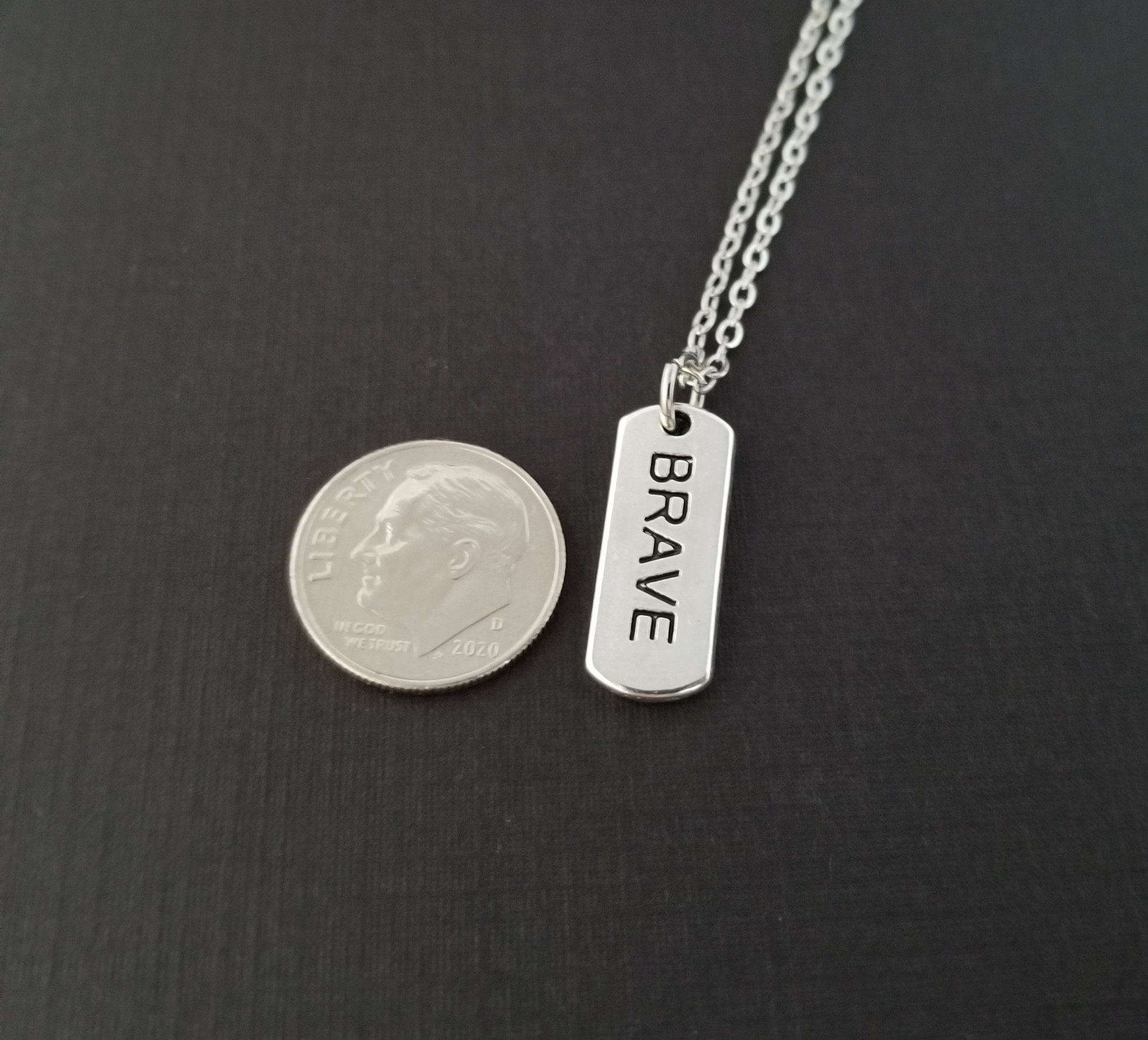 Silver Brave Necklace Inspirational Jewelry Personalized | Etsy