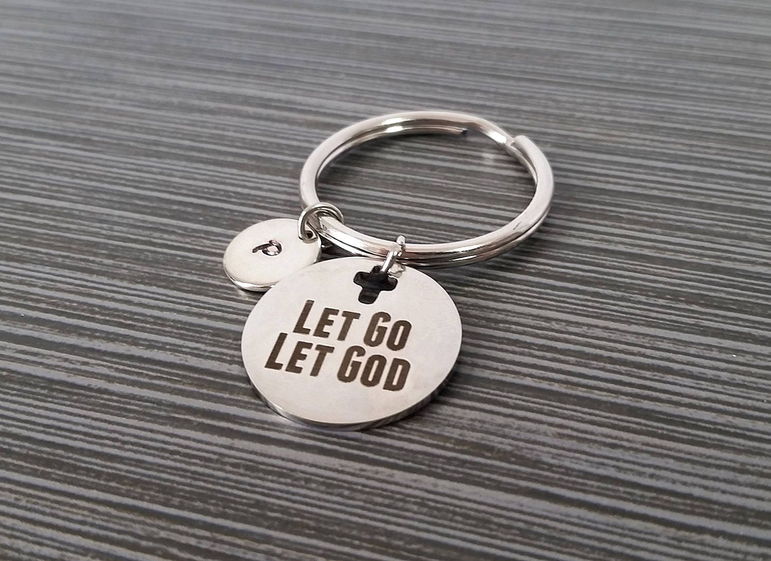 Let Go Let God Keychain- Faith Keychain - Custom Gift - Bible Verse ...