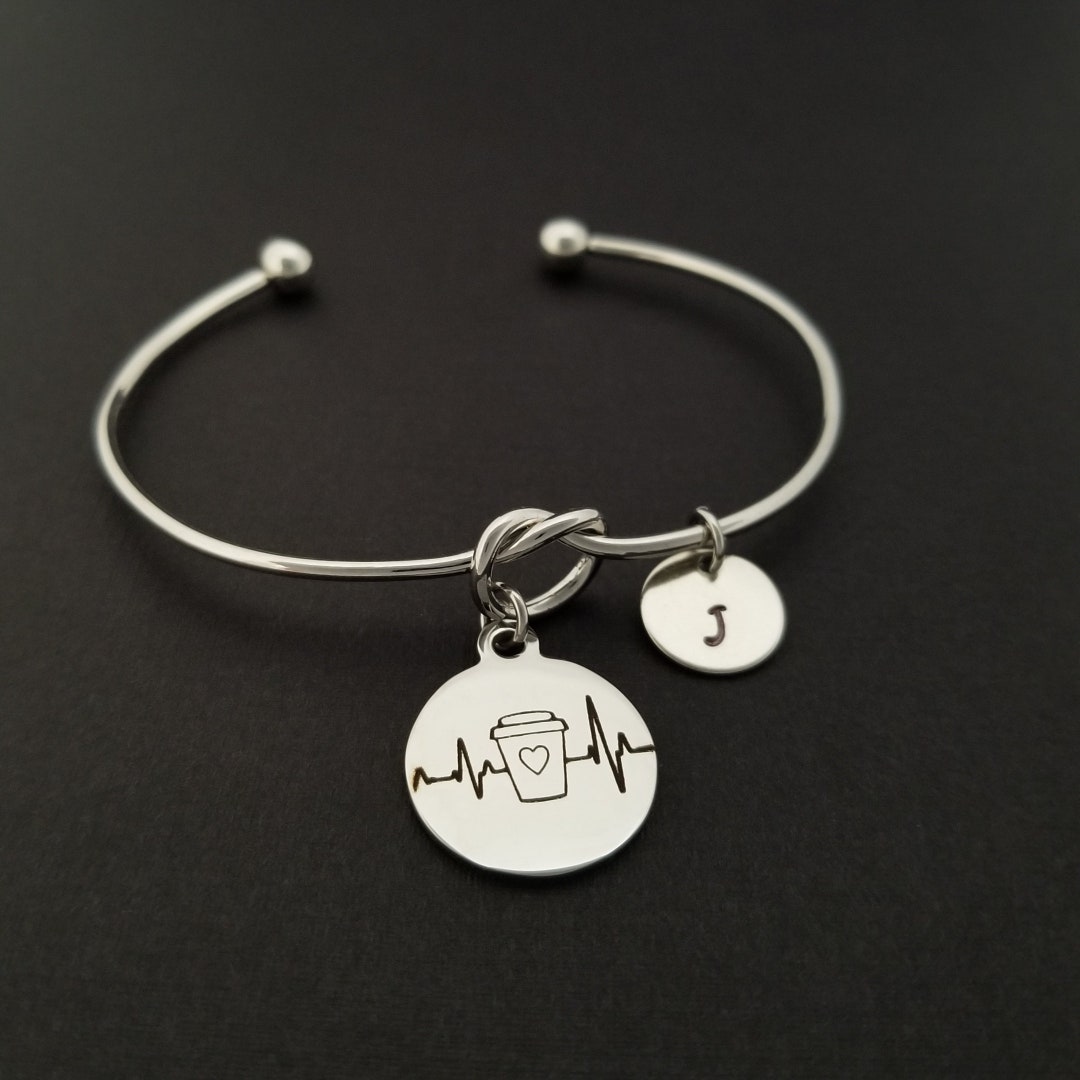 Coffee Lover Knot Bangle Coffee Bracelet Expandable Bangle Charm Bangle ...