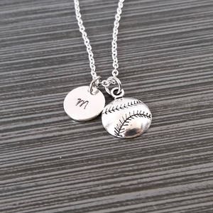 Silver Baseball Necklace - Baseball Charm Necklace - Personalized ...