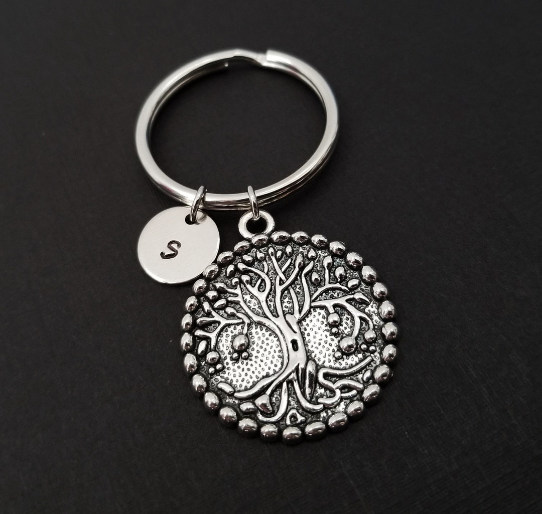 Tree of Life Keychain Custom Gift Silver Keychain Gift for Mom Tree Key ...