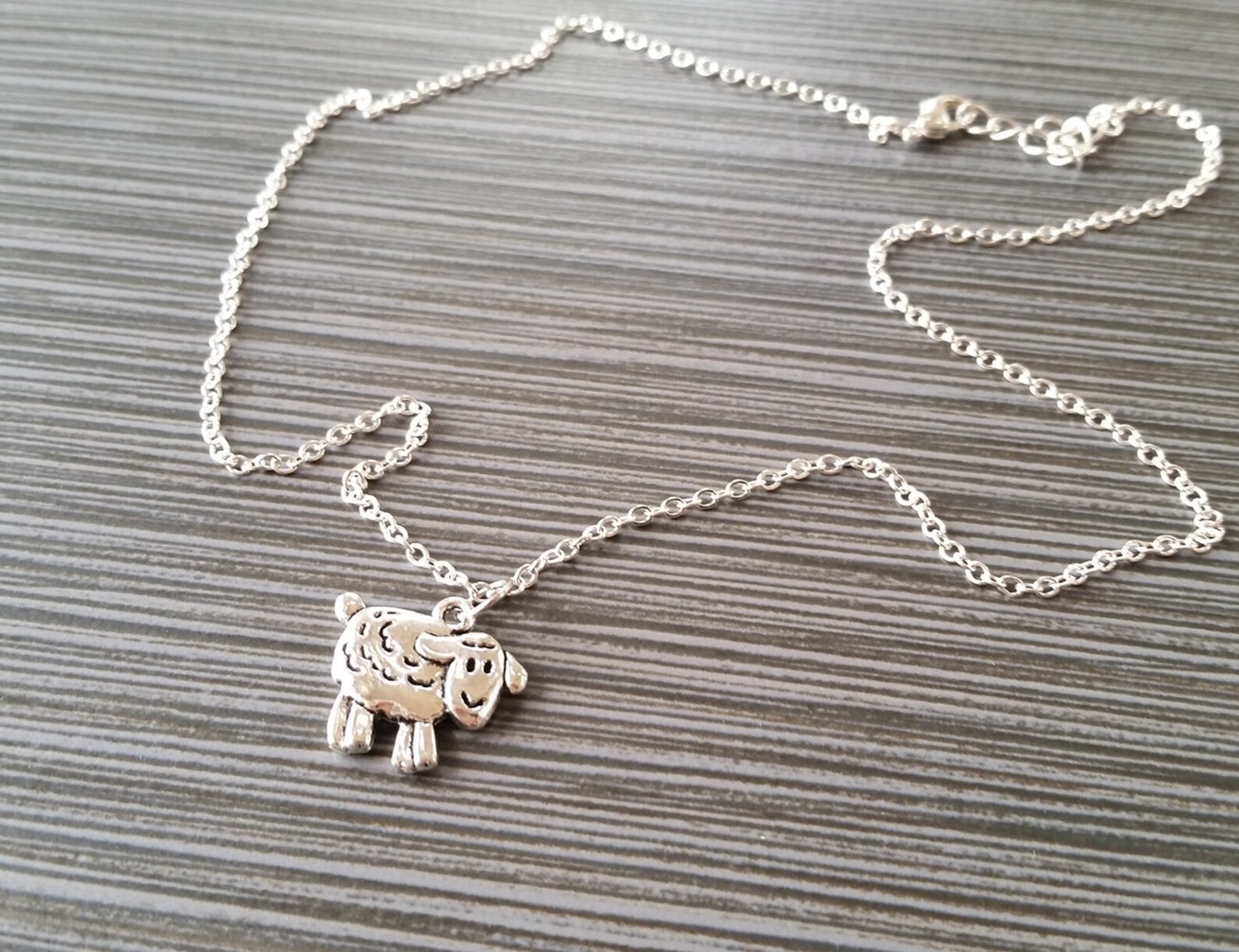 Silver Sheep Necklace - Sheep Charm Necklace - Personalized Necklace ...