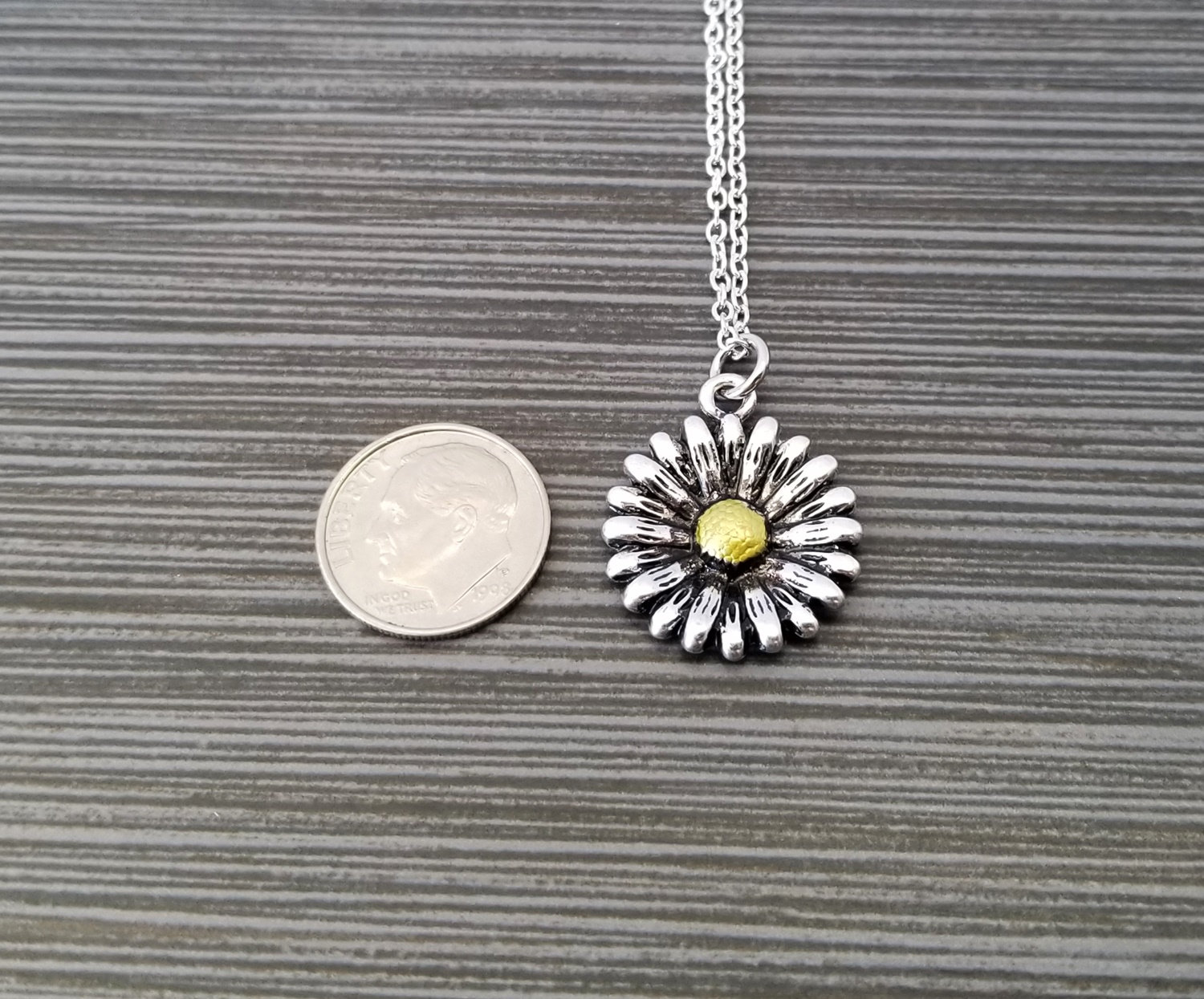 Daisy Necklace Detailed Daisy Charm Necklace Personalized | Etsy