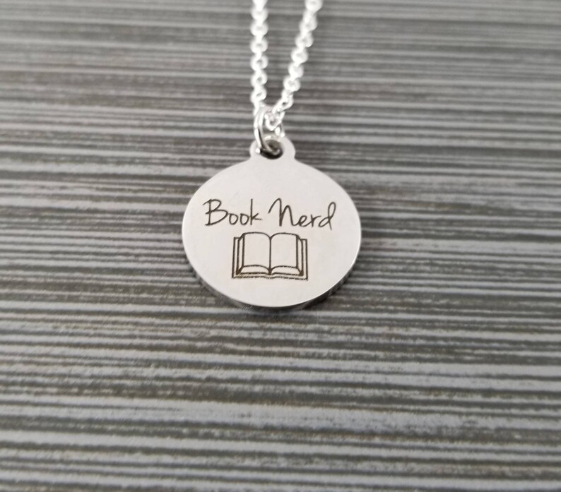 Stainless Steel Book Nerd Necklace Book Lover Necklace | Etsy