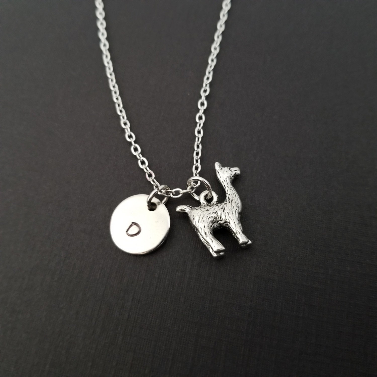 Silver Alpaca Necklace Alpaca Charm Necklace Personalized | Etsy