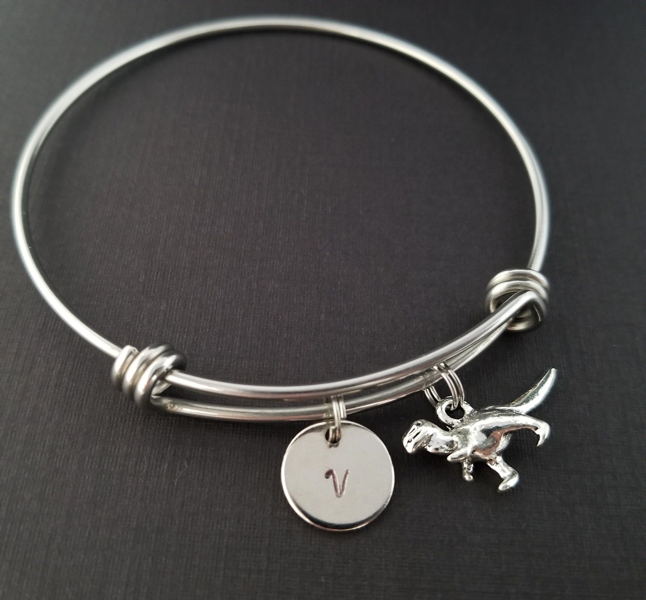 Dinosaur Bangle T-rex Charm Bracelet Expandable Charm - Etsy