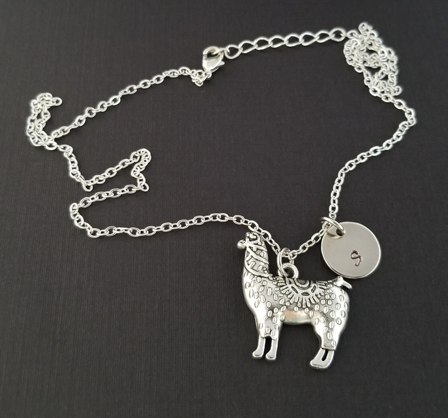 Silver Alpaca Necklace Alpaca Charm Necklace Personalized - Etsy