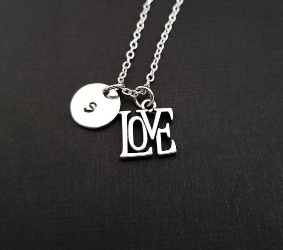 Silver Love Necklace Custom Love Necklace Personalized - Etsy