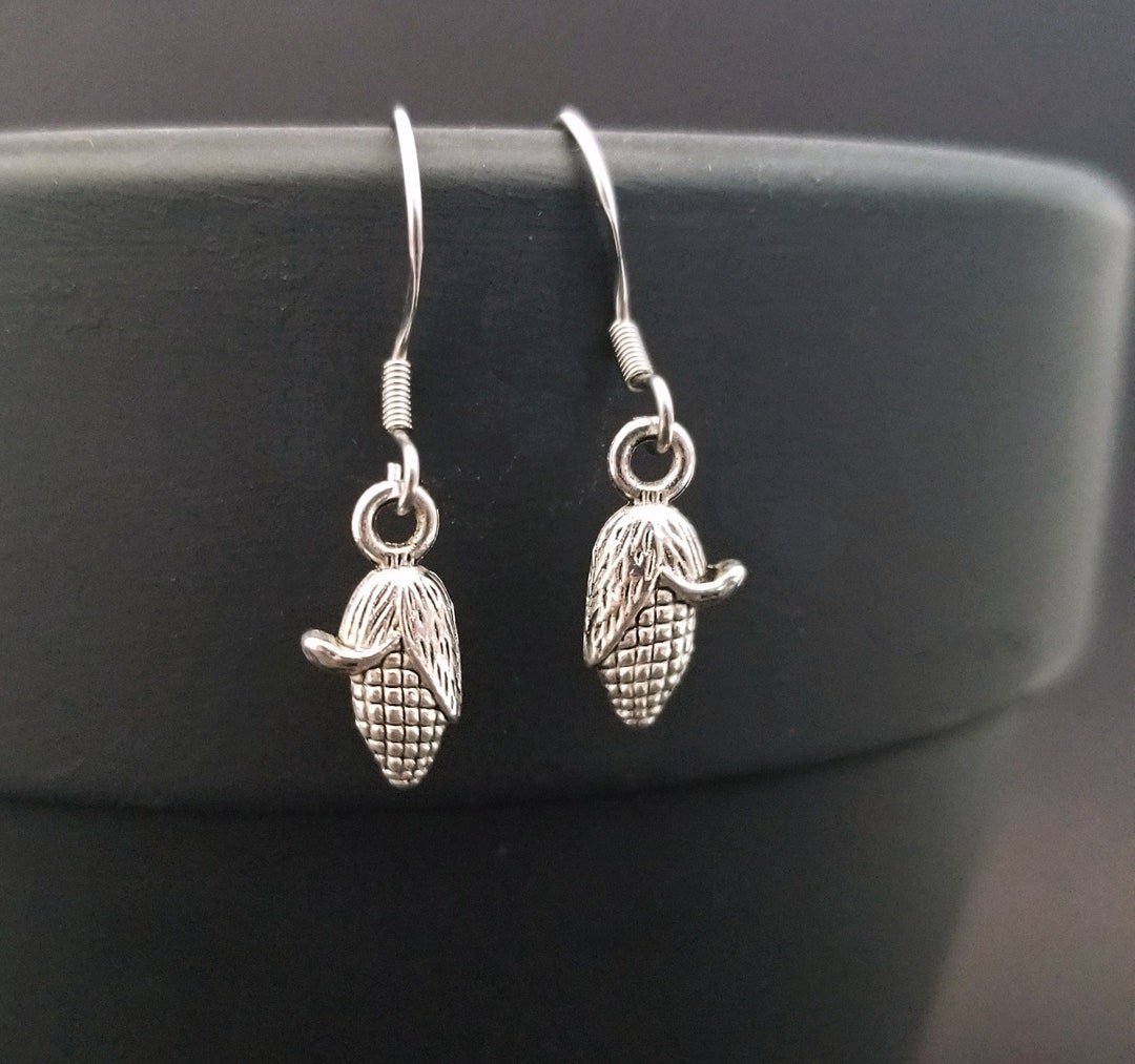 Corn Earrings - Corn Charm Earrings - Corn Cob Earrings Gift - French ...