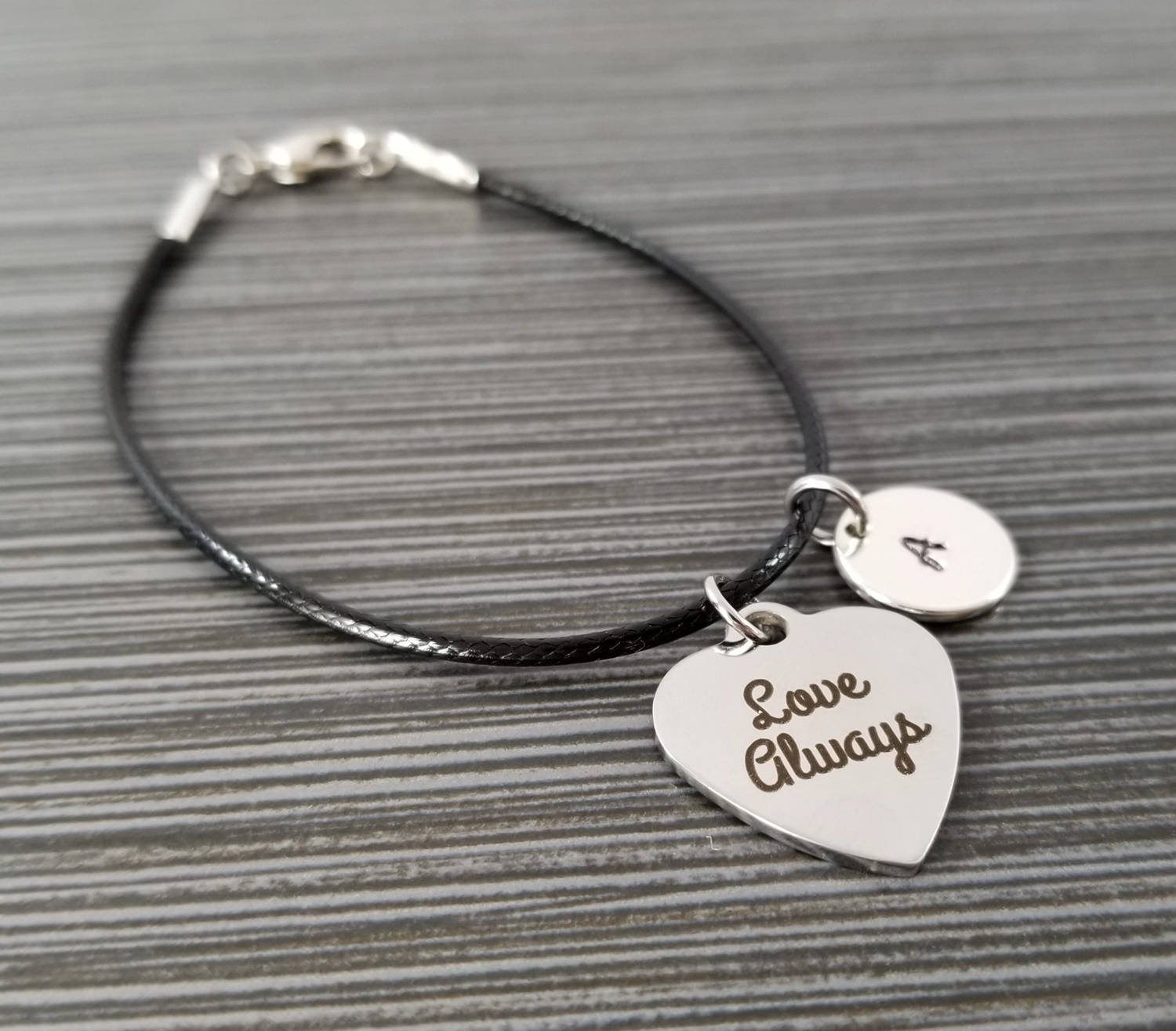 Cord Charm Bracelet Cord Bracelet Black Bracelet Love | Etsy