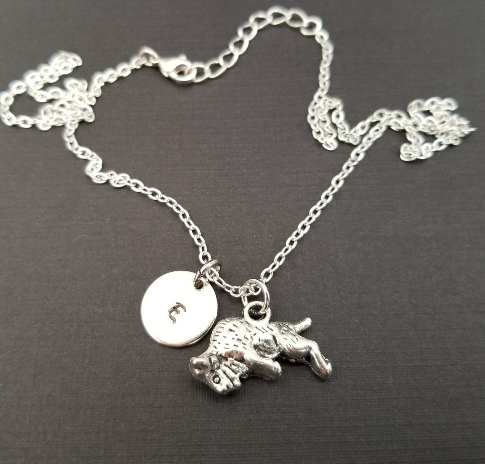 Antique Silver Buffalo Necklace Bison Charm Necklace - Etsy