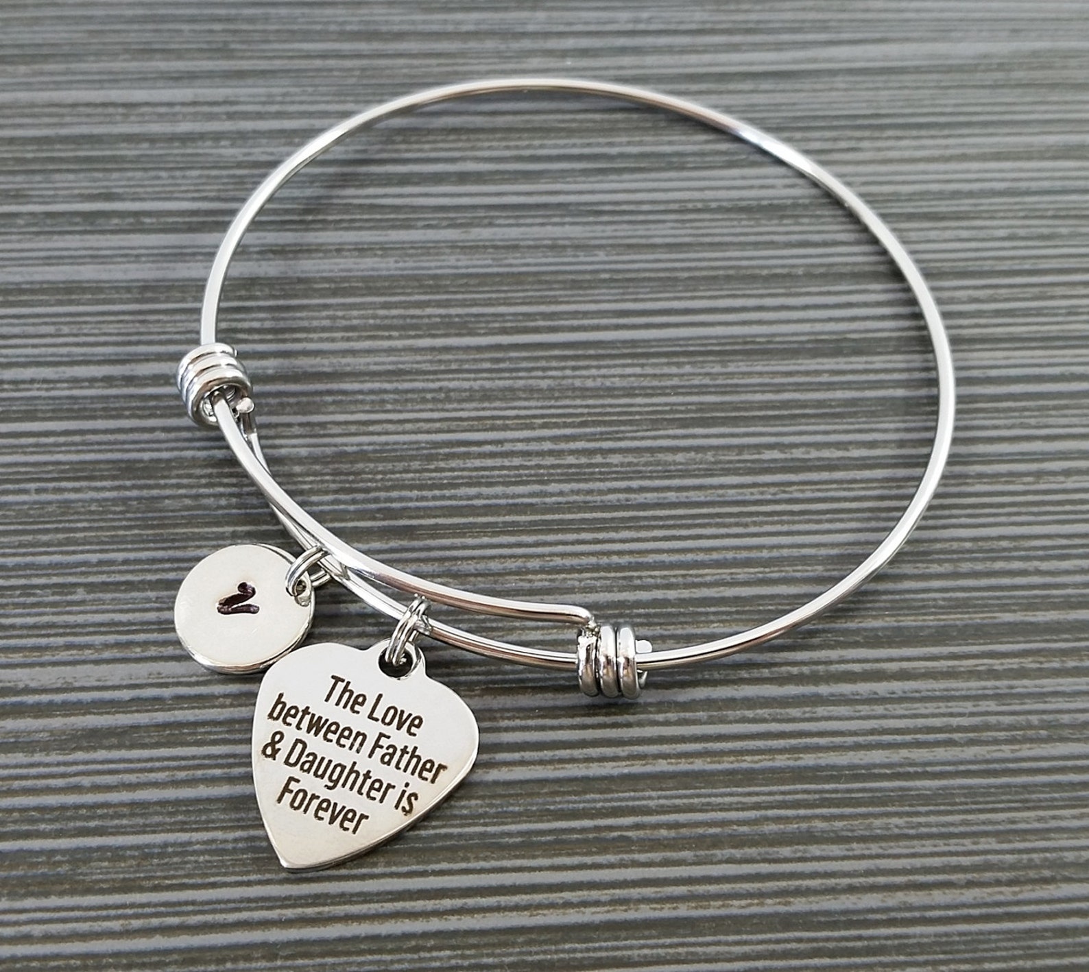 Father Daughter Bangle Daughter Charm Bracelet Expandable | Etsy