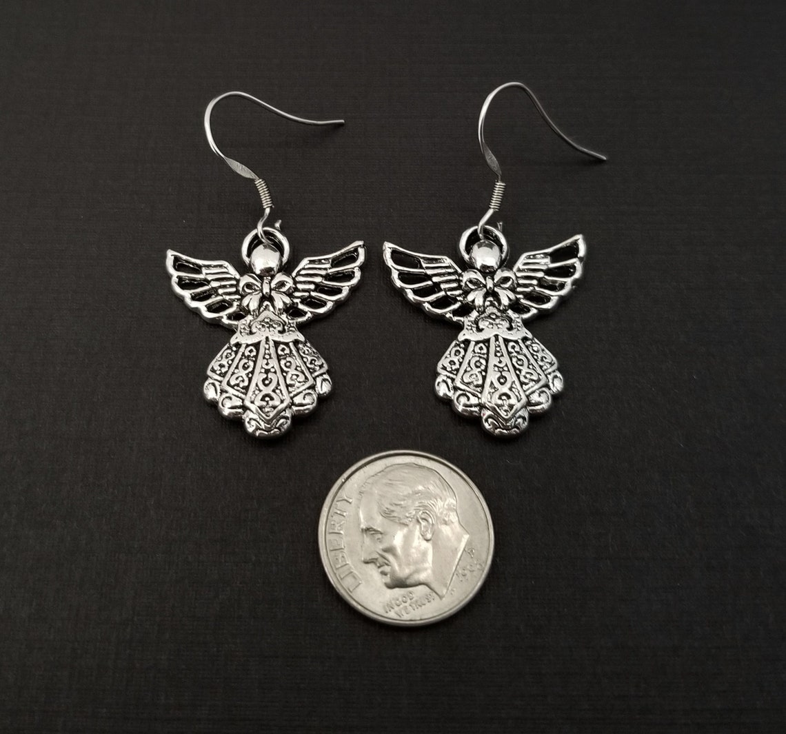 Filigree Angel Earrings - Angel Charm Earrings - Guardian Angel Gift ...