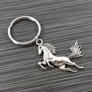 Silver Running Horse Keychain Custom Gift Silver Keychain Mom Gift ...