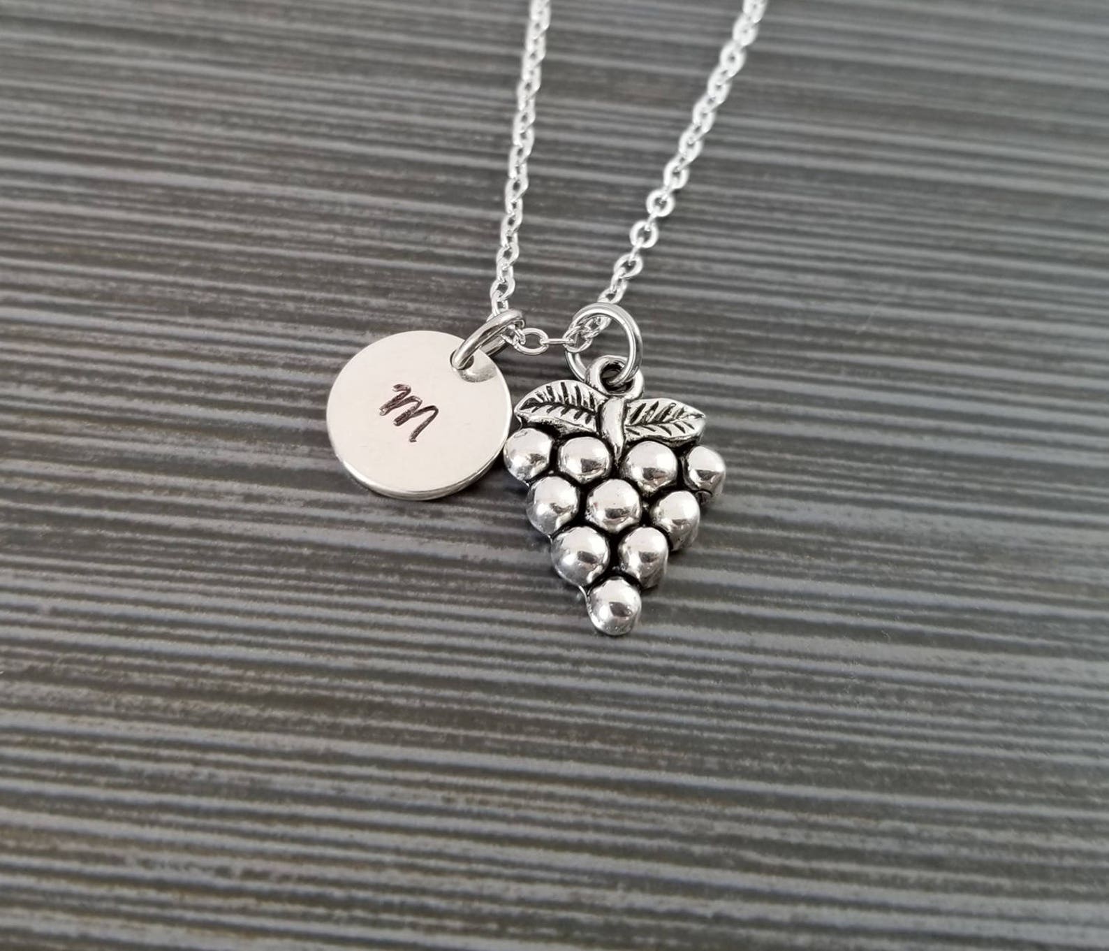 Silver Grape Necklace - Grape Charm Pendant - Personalized Necklace ...