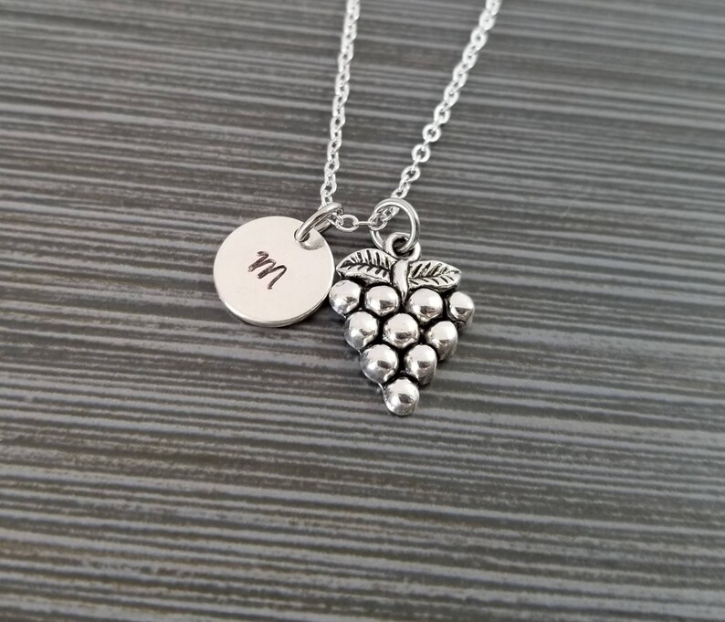 Silver Grape Necklace Grape Charm Pendant Personalized | Etsy