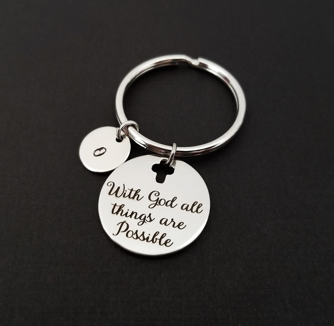 Custom Keychain Bible Verse Keychain Custom Gift With God All Things ...
