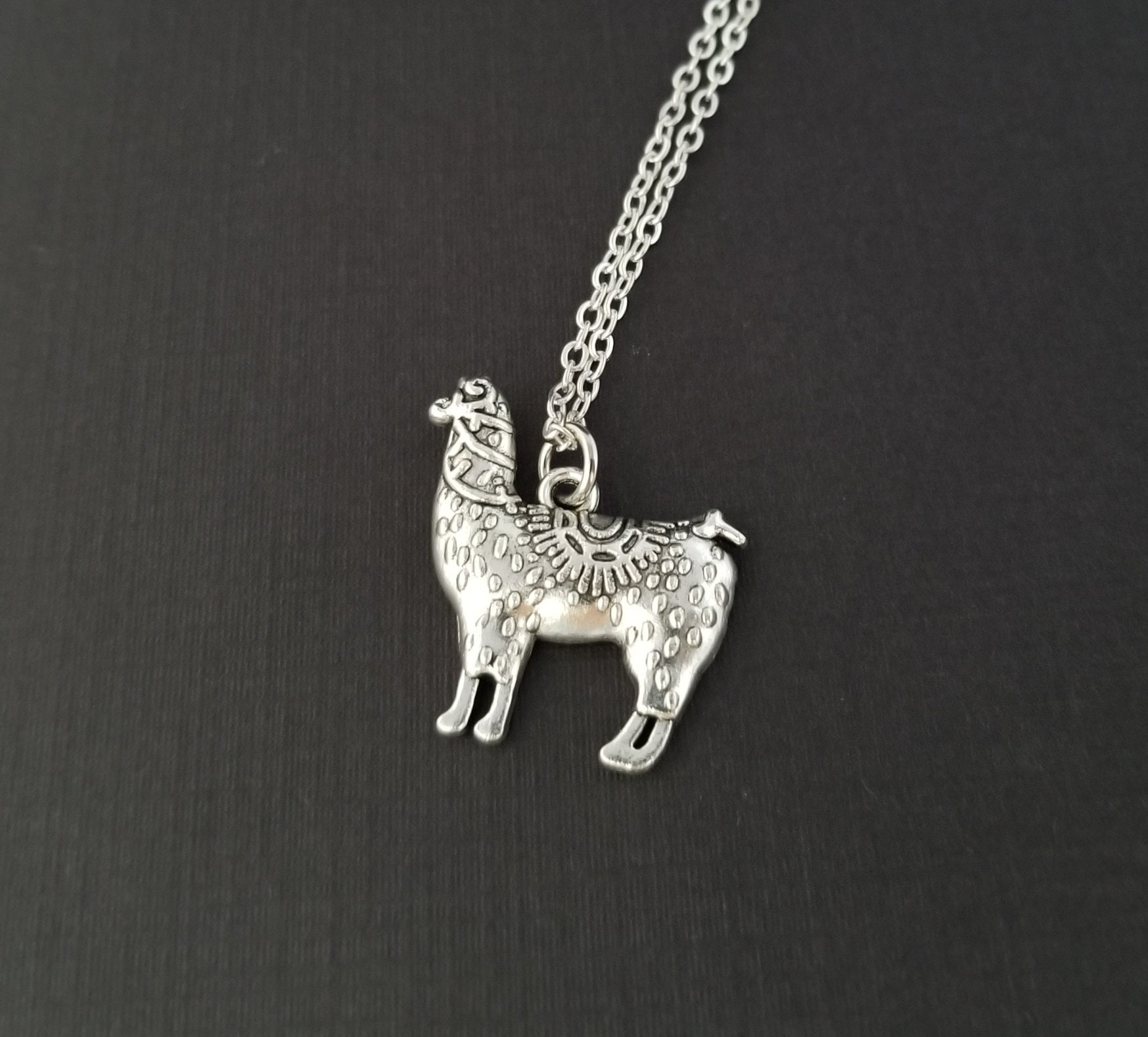 Silver Alpaca Necklace Alpaca Charm Necklace Personalized - Etsy