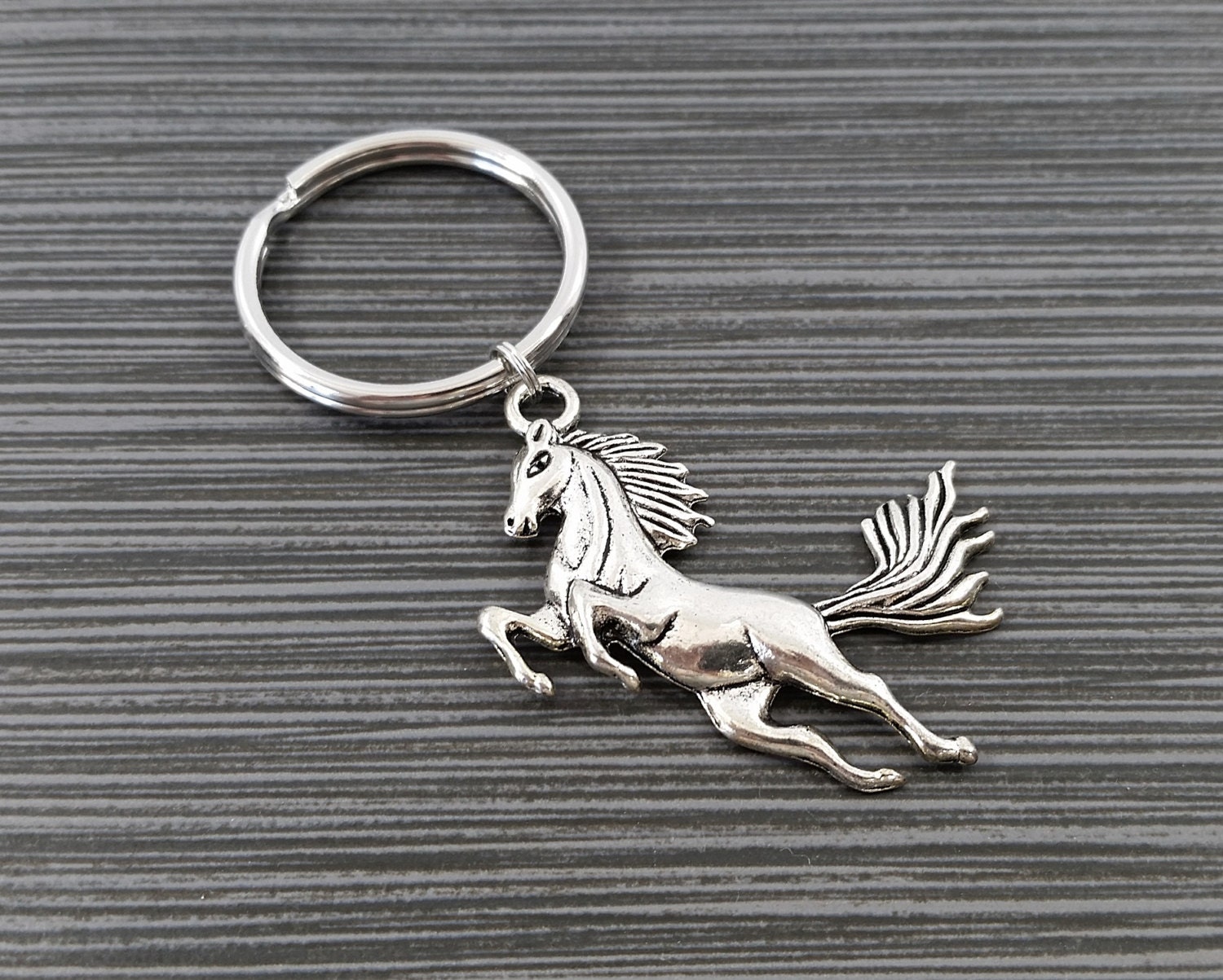 Silver Running Horse Keychain Custom Gift Silver Keychain | Etsy