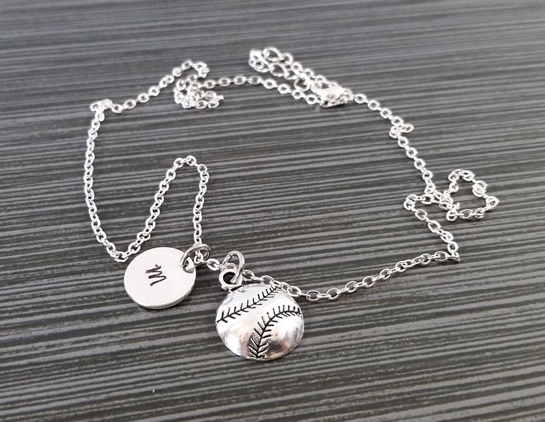 Silver Baseball Necklace - Baseball Charm Necklace - Personalized ...