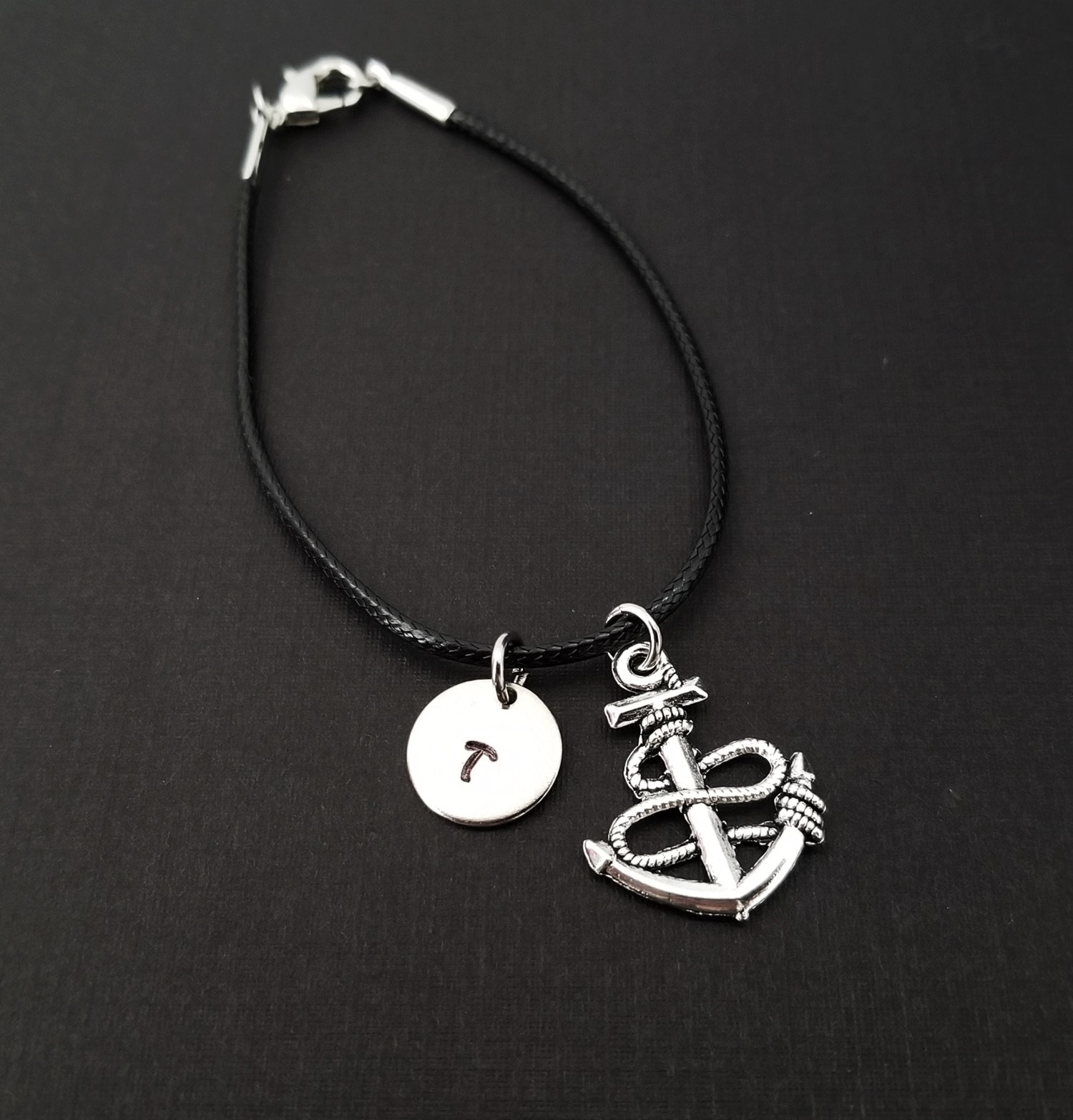 Two Cord Charm Bracelets Cord Bracelet Black Bracelet Set - Etsy