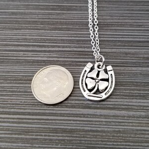 Four Leaf Clover Necklace - Horseshoe Charm Necklace - Personalized ...