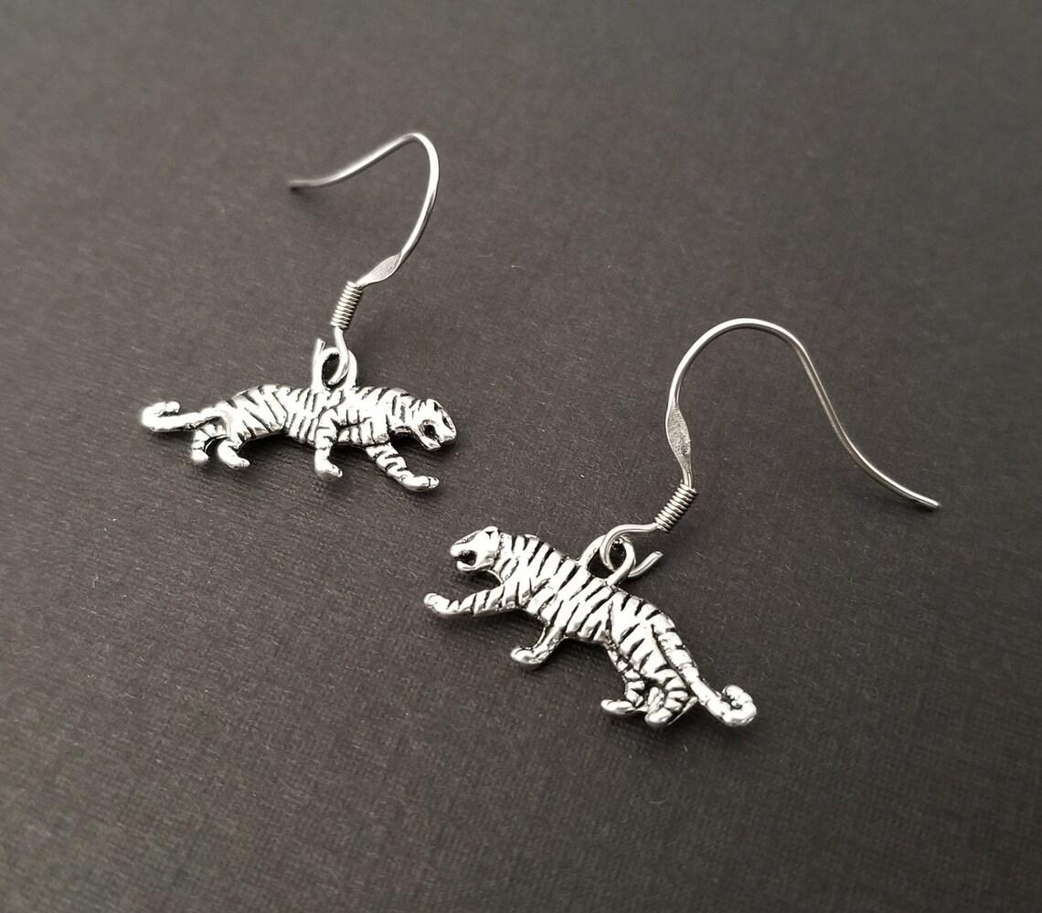 Tiger Earrings Tiger Charm Earrings Tigress Earrings | Etsy