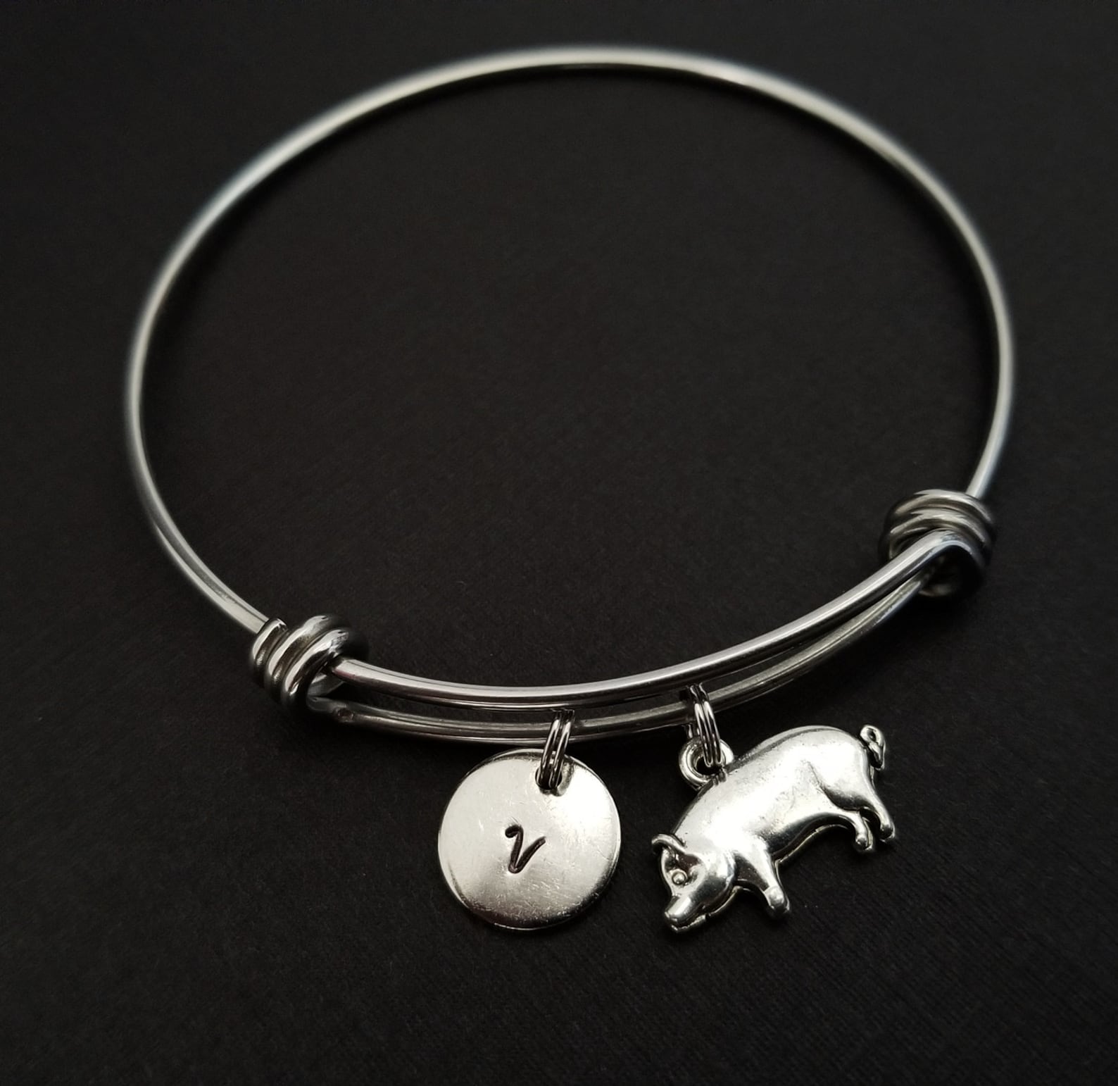 Pig Bangle Bracelet Pig Charm Bracelet Expandable Bangle - Etsy