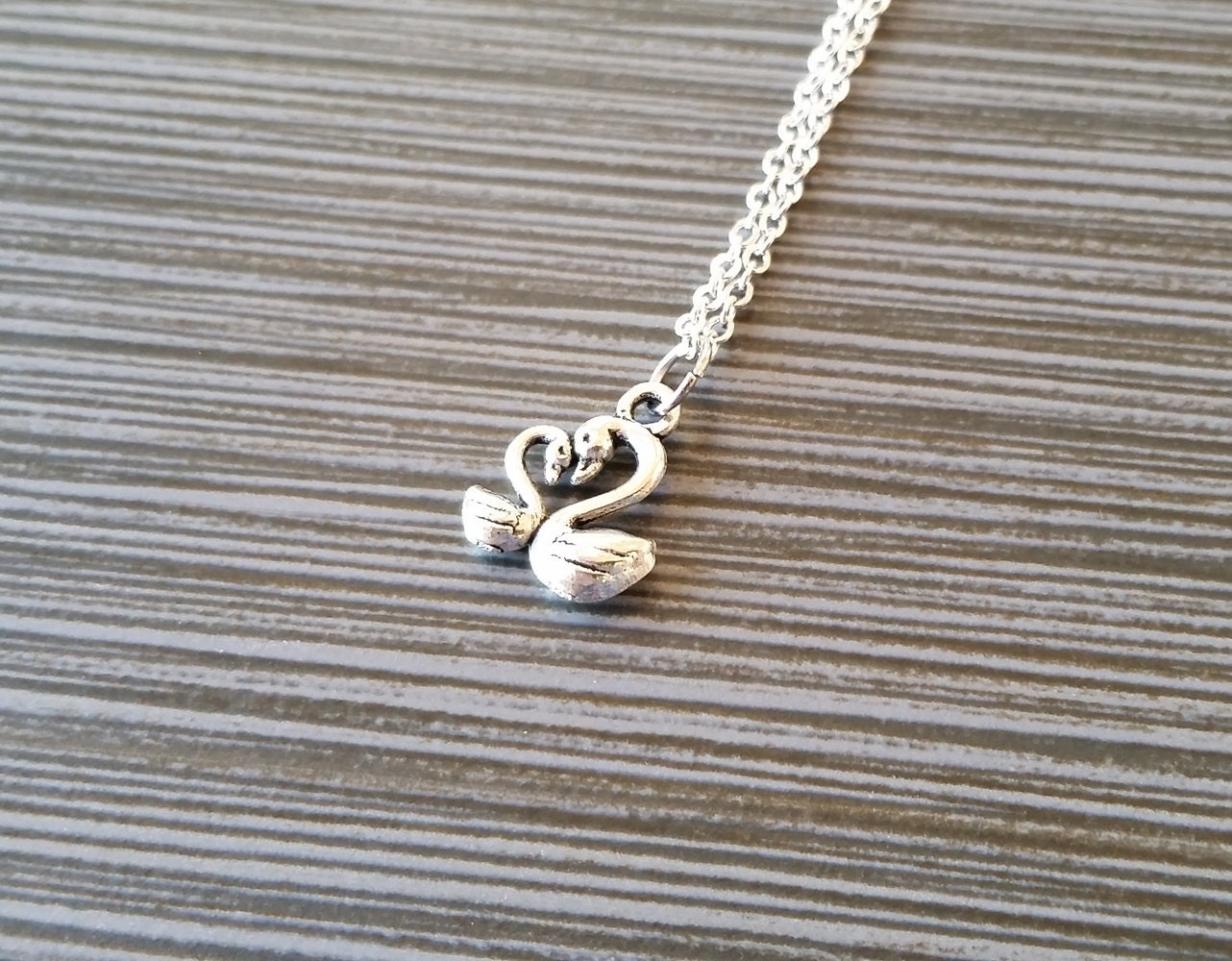 Silver Swan Necklace Charm Necklace Personalized Necklace | Etsy