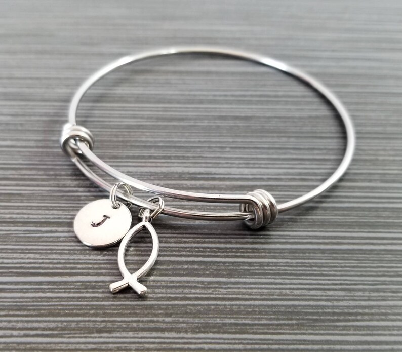 Christian Fish Bangle Ichthys Fish Charm Bracelet - Etsy
