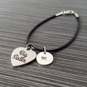 Cord Charm Bracelet Cord Bracelet Black Bracelet Big Sister Bracelet ...