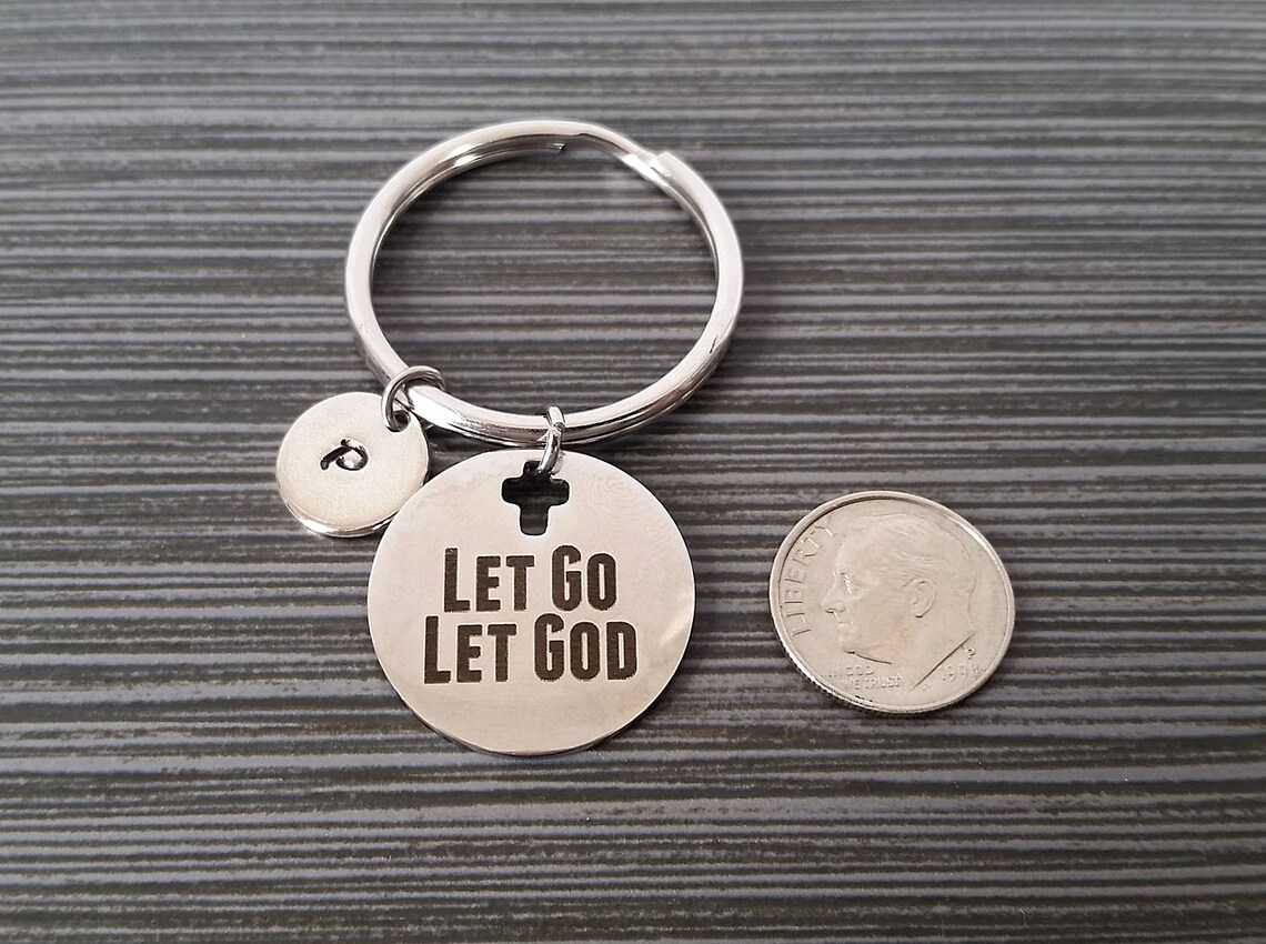 Let Go Let God Keychain- Faith Keychain - Custom Gift - Bible Verse ...