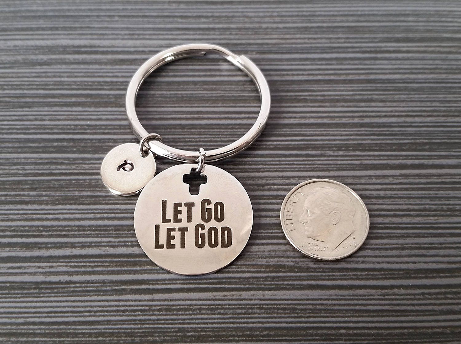 Let Go Let God Keychain- Faith Keychain - Custom Gift - Bible Verse ...