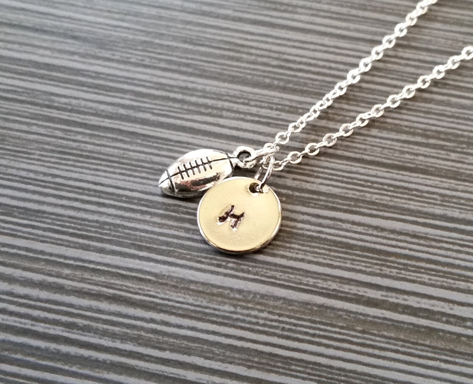 Silver Football Necklace - Football Necklace - Personalized Necklace ...