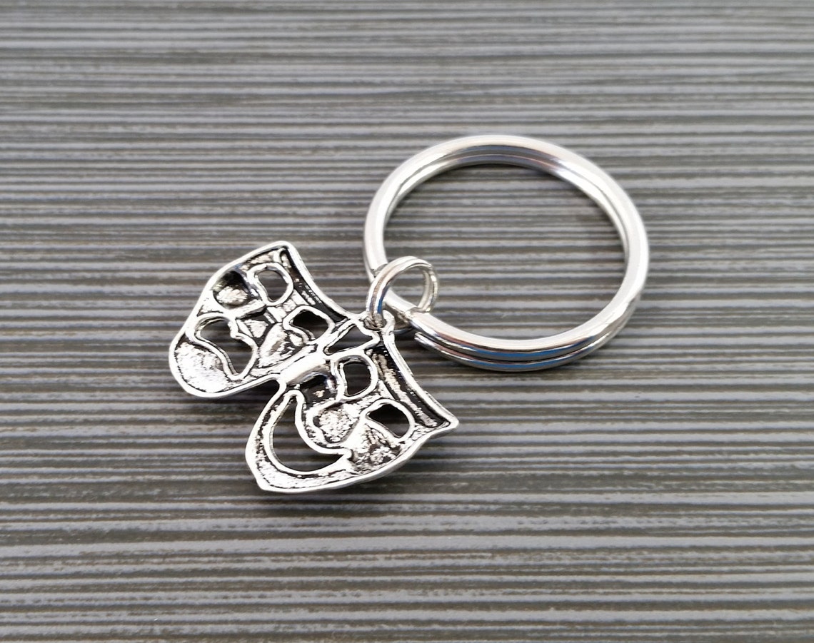 Silver Drama Keychain - Drama Key Chain - Comedy Tragedy Masks ...
