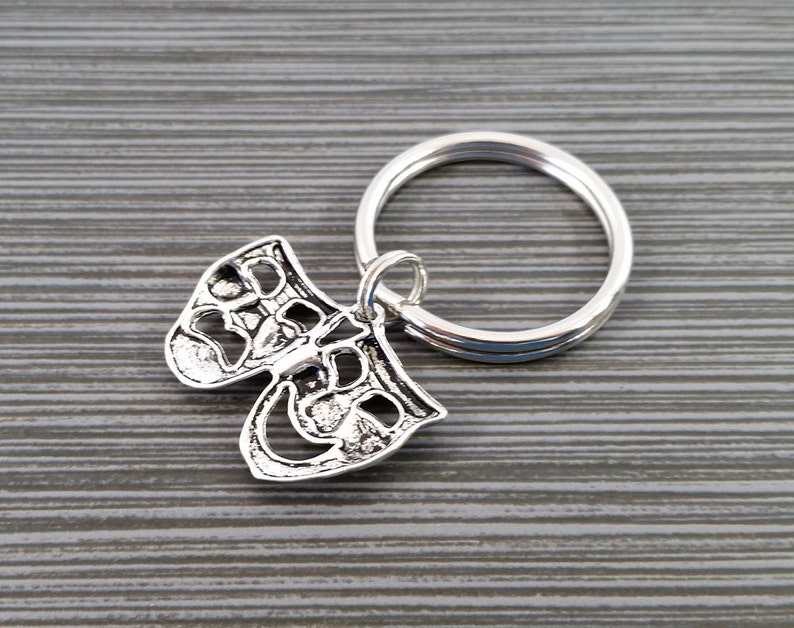 Silver Drama Keychain - Drama Key Chain - Comedy Tragedy Masks ...