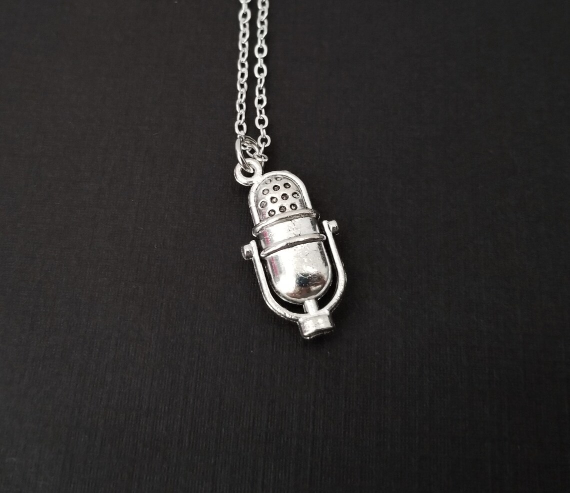 Microphone Necklace Radio DJ Necklace Personalized - Etsy