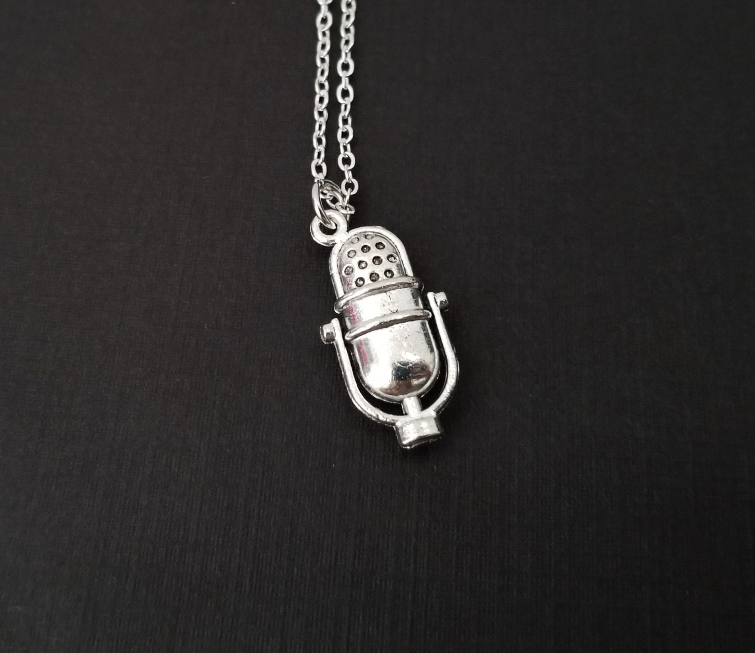 Microphone Necklace - Radio DJ Necklace - Personalized Necklace ...