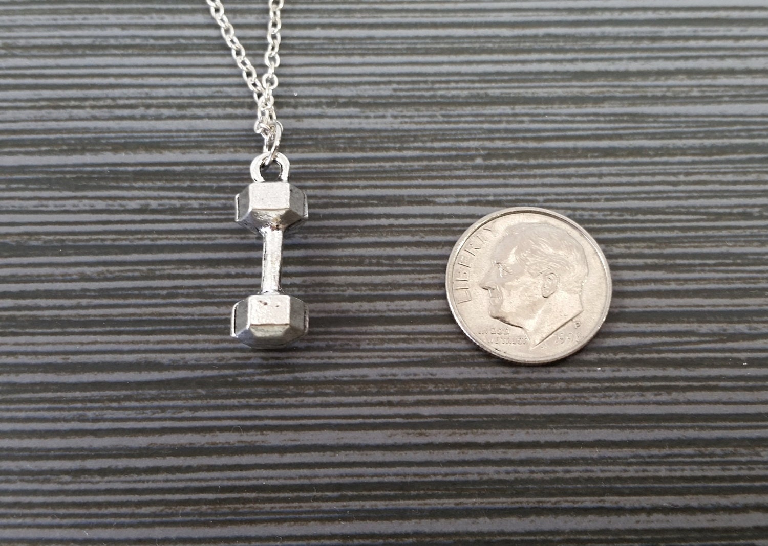 Silver Dumbbell Necklace - Fitness Jewelry - Personalized Necklace ...