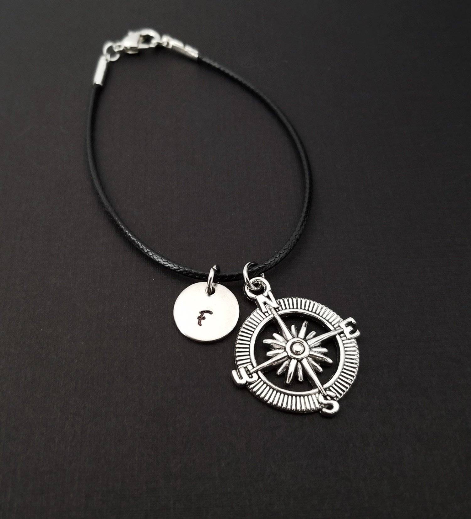 Two Cord Charm Bracelets Cord Bracelet Black Bracelet Set - Etsy