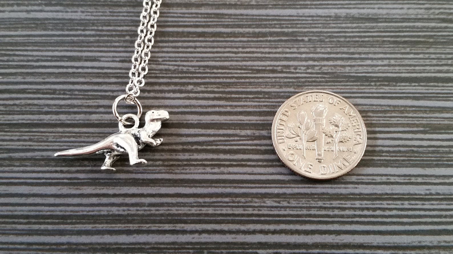Silver T-rex Necklace Dinosaur Charm Necklace Personalized - Etsy