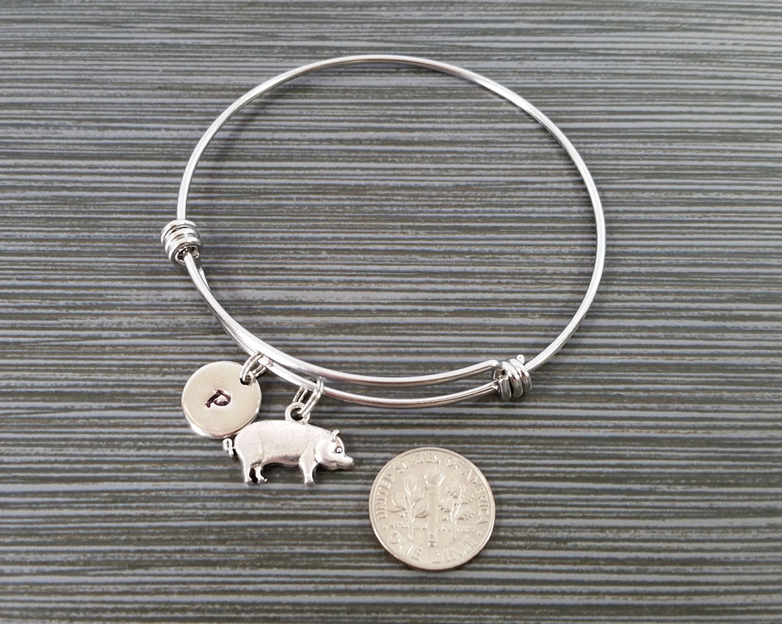 Pig Bangle Bracelet Pig Charm Bracelet Expandable Bangle - Etsy