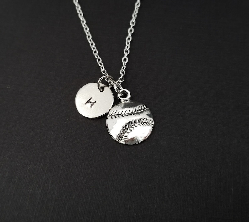 Silver Baseball Necklace - Baseball Charm Necklace - Personalized ...