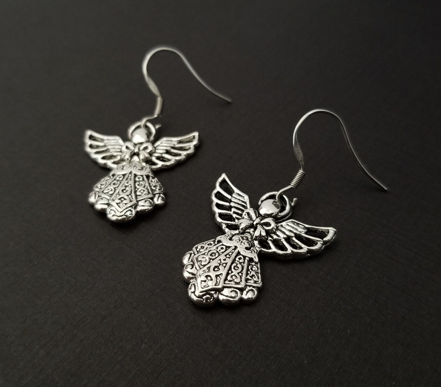Filigree Angel Earrings - Angel Charm Earrings - Guardian Angel Gift ...