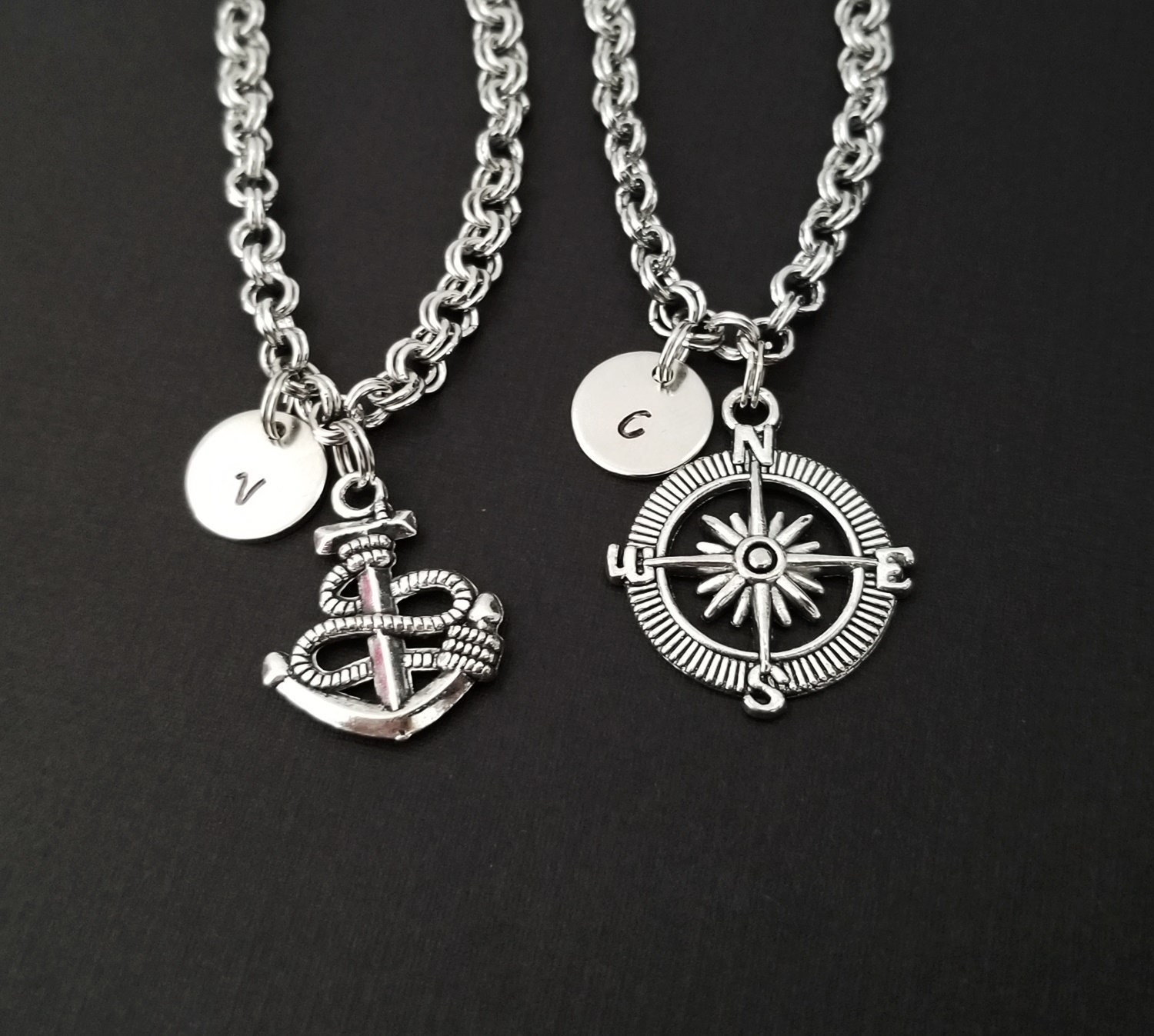 Anchor Bracelet Compass Bracelet Two Nautical Bracelets | Etsy