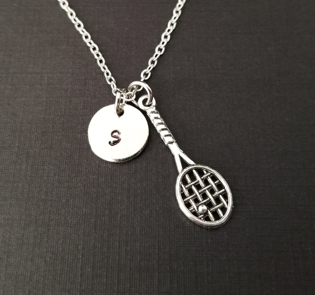 Silver Tennis Necklace Tennis Racket Necklace Personalized Necklace ...
